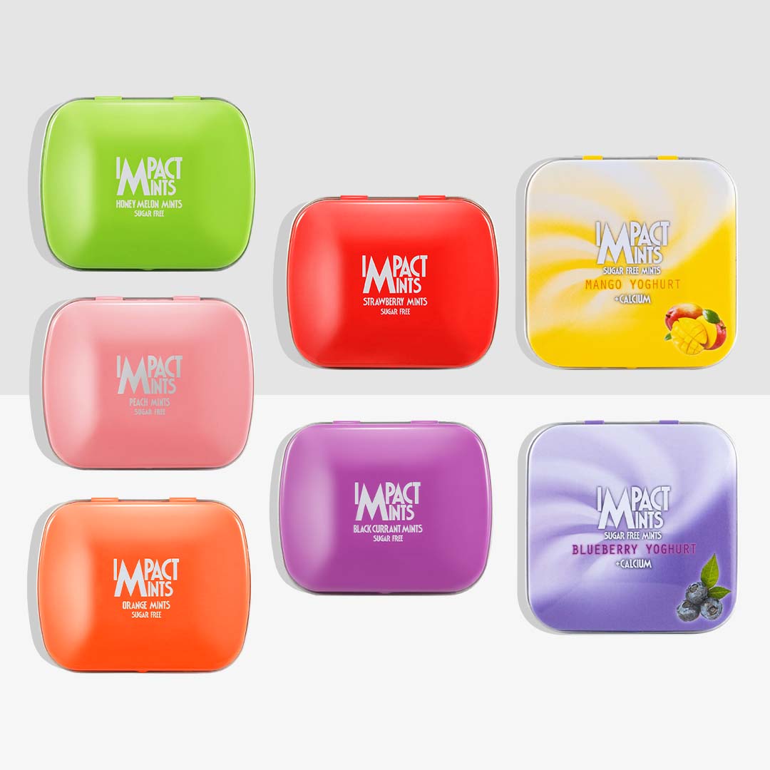 ASSORTED PACK OF 7 - FRUITY MINTS & YOGHURT MINTS 14g – Impact Mints